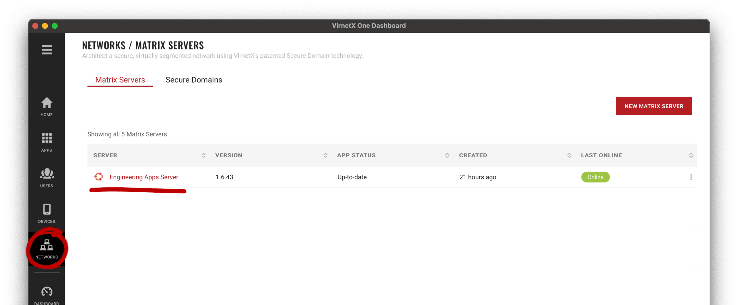 Create A VirnetX Matrix Server Guide | VirnetX